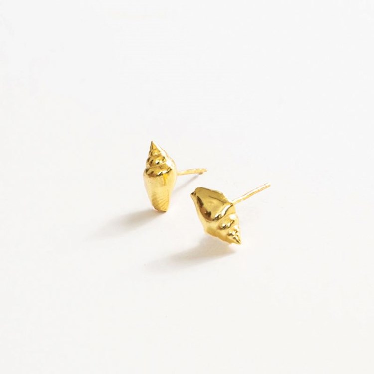 Alice spiral shell post earrings Brass | Simblist Group